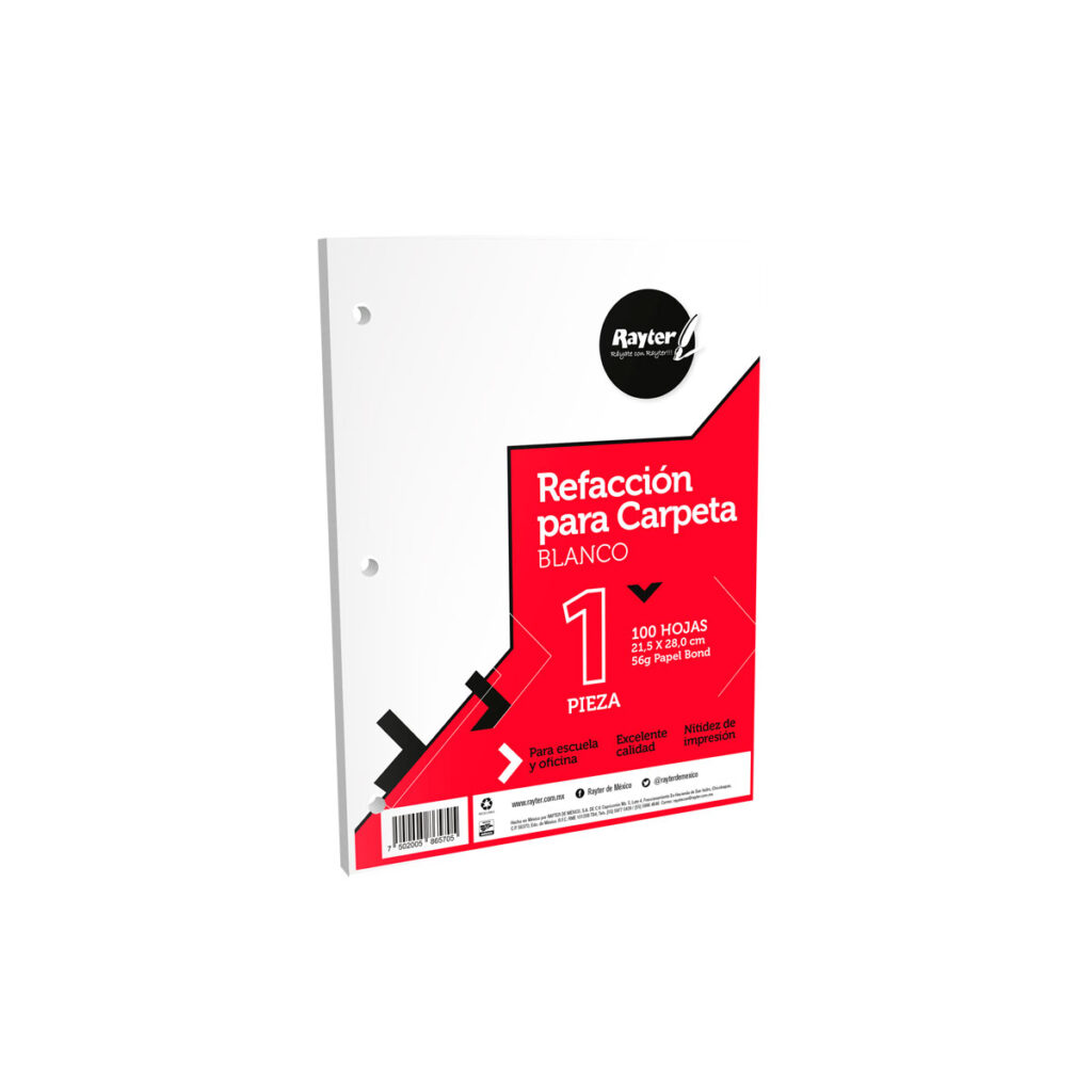 Hoja para Carpeta Tamaño Carta Blanca - Rayter Hoja para Carpeta Tamaño Carta Blanca - Rayter